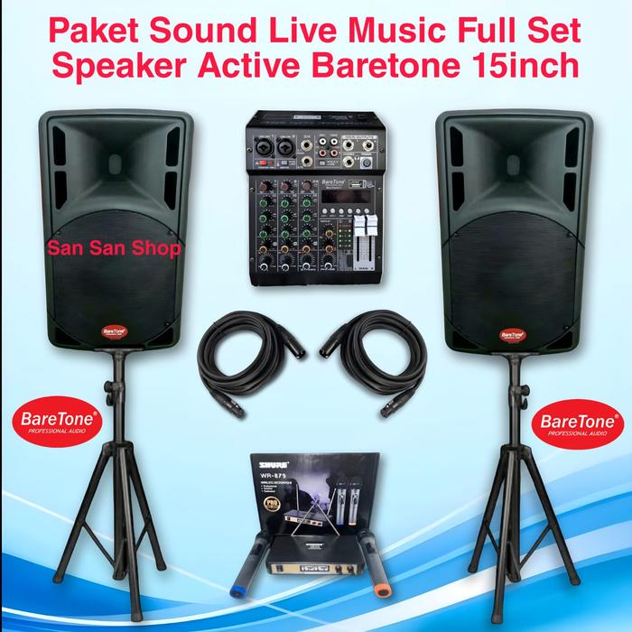 Jual Paket sound system speaker aktif baretone 15 inch full set ...