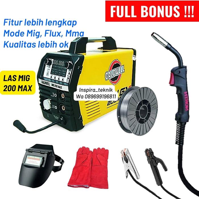 Jual Mesin Las Mig tanpa gas Caldwell 200 DF + kawat fluxcore 1 mm 5 kg - Kota Surabaya ...