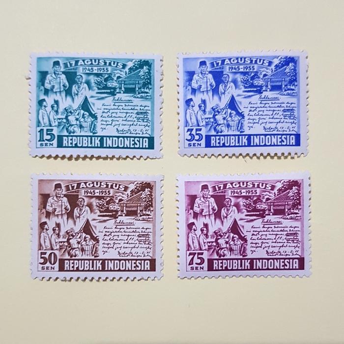 Jual Perangko/Prangko INDONESIA 1955. 10 TAHUN MERDEKA. Set lengkap (4v ...
