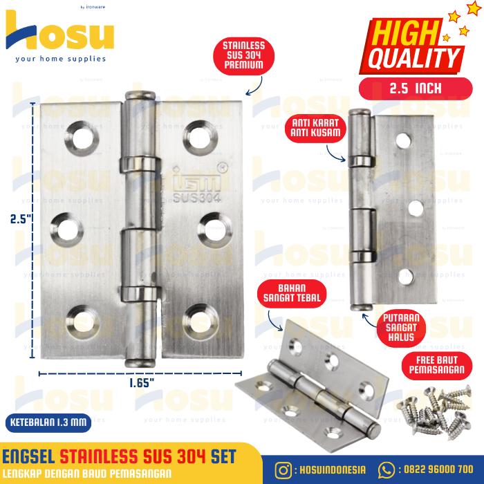 Jual Engsel Stainless 304 Tebal Engsel Pintu Jendela Lemari 2 3 4 5 ...