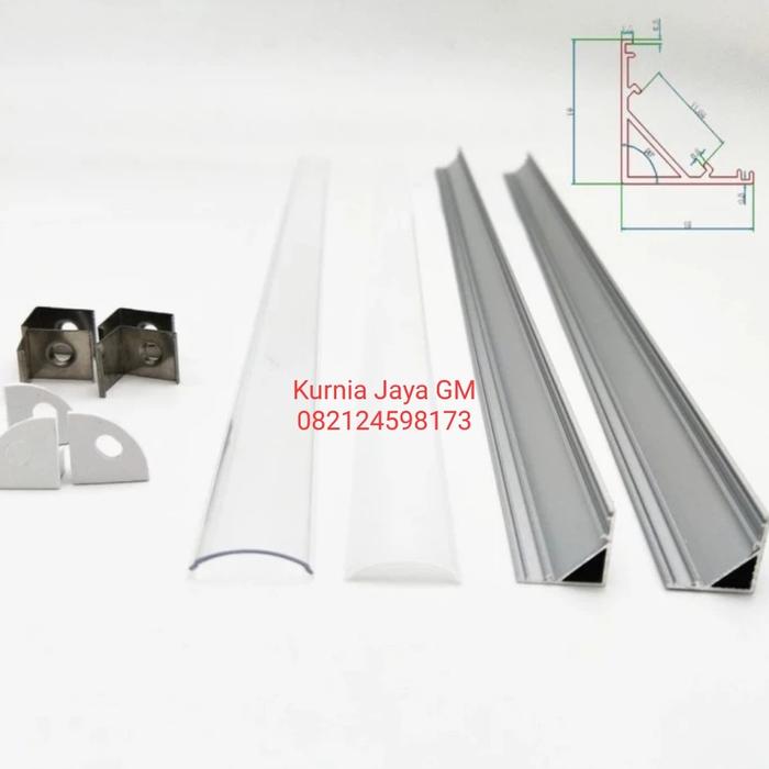 Jual Cover Lampu Alumunium Led Strip 1 Meter Pelindung U Style Putih ...