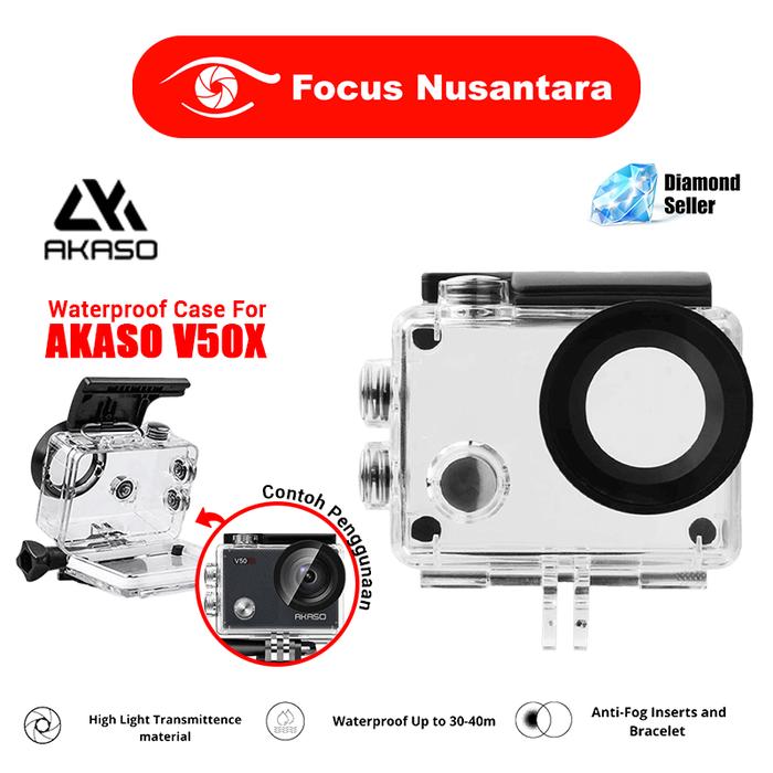 Jual AKASO V50X Waterproof Case for AKASO V50X Action Camera Original ...