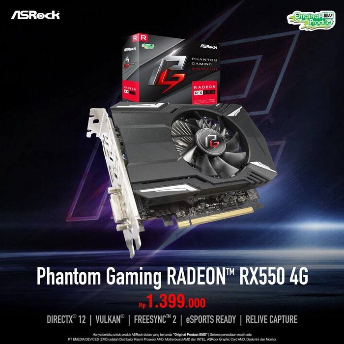Jual ASRock Radeon RX 550 Phantom Gaming 4GB GDDR5 - Jakarta Selatan ...