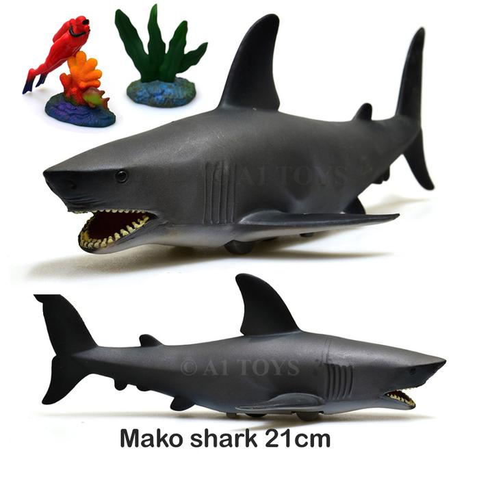 Jual Mainan ikan miniatur shark whale dolphin orca tiger shark mako ...