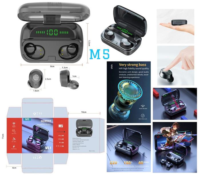 Jual Handsfree Bluetooth TWS M5 V5.1 BT Wireless Earphone - Jakarta ...