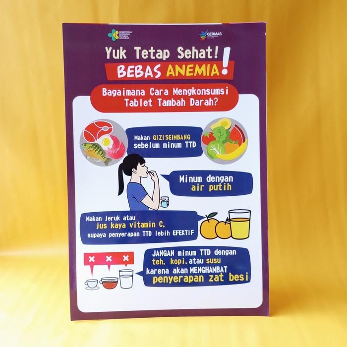Jual Poster Kesehatan | Poster Tetap Sehat Bebas Anemia | Poster ...