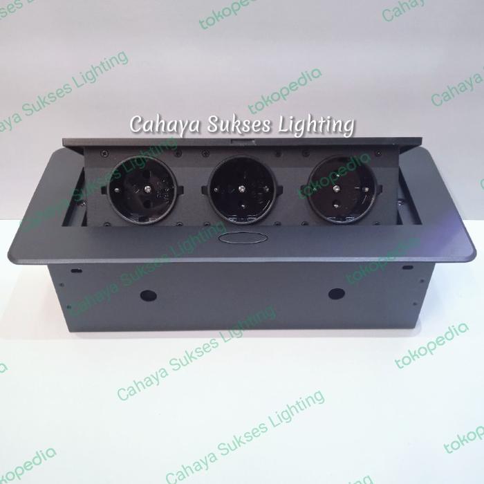 Jual Stopkontak 3 Lobang Tanam Lantai Meja/Socket Pop Up Body Hitam ...