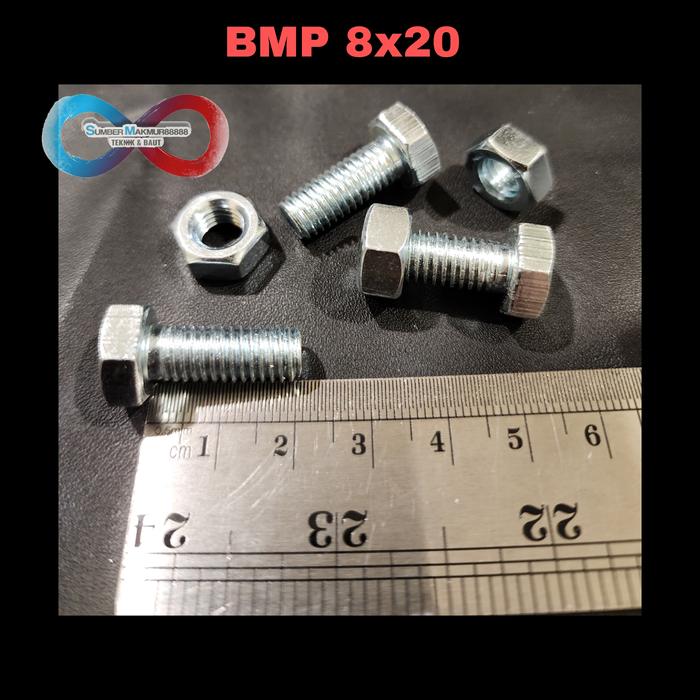 Jual Baut Mur Putih / Bmp m 8 x 20 - Kota Bogor - sumbermakmur88888 | Tokopedia