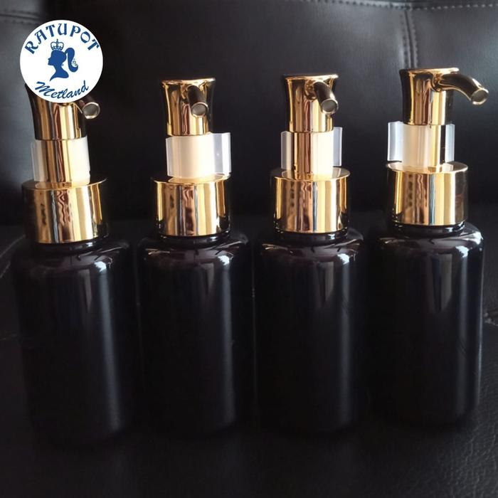 Jual botol 60 ml pet plastik tubular hitam pump luxury gold - Kab ...