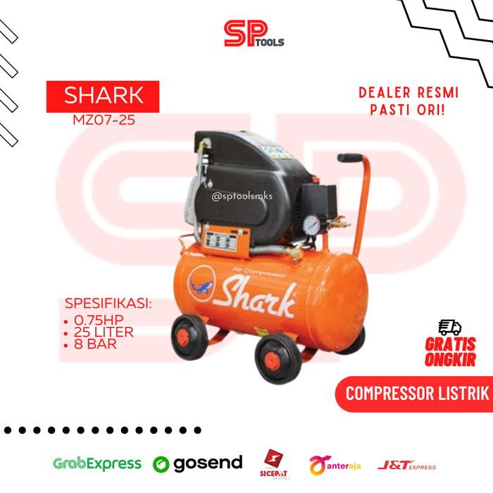 Jual KOMPRESOR COMPRESSOR ANGIN LISTRIK 3/4HP 0.75HP 25 LITER SHARK MZ ...