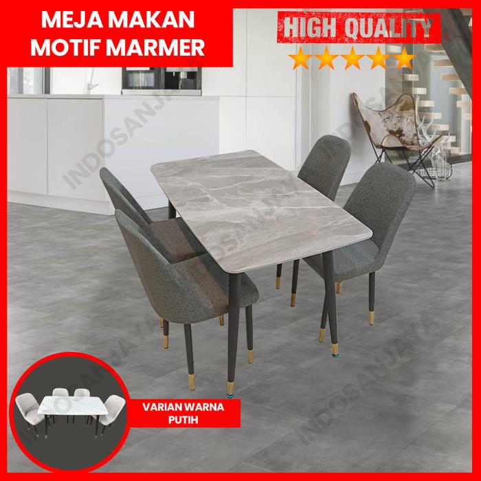 Jual Meja Makan Set Motif Marmer Modern - Dining Table Set Marmer ...