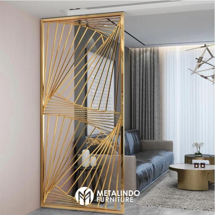 Jual partisi penyekat ruangan minimalis modern - partisi stainless gold ...