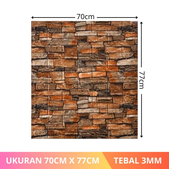Jual Wallpaper Dinding 3D Foam Batu Bata 70cm x 77cm - Batu Alam Merah ...