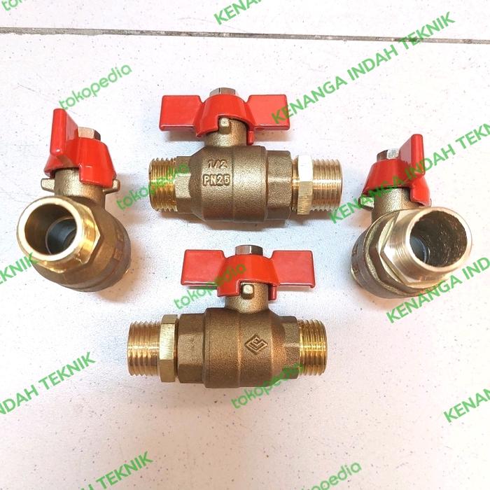 Jual Ball Valve Mini Kuningan PN25 Male x Female Drat 1/2" inch ...