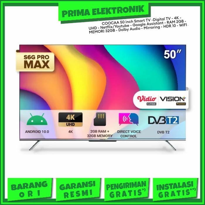 Jual Coocaa TV Led 4K UHD Smart Android TV 50 Inch S6G PROMAX 50S6G Pro Max - Kota Tangerang ...