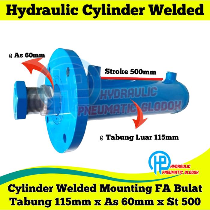 Jual Hydraulic Cylinder Welded +FA Tabung Luar 115xAs60xStroke 500 ...