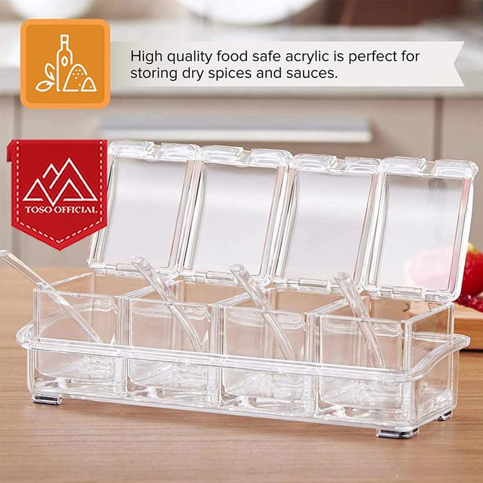 Jual Crystal Seasoning Box 4 In 1 Tempat Bumbu Dapur Lada Cabe Garam ...