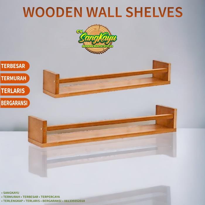 Jual Rak dinding minimalis rak kayu serbaguna 60x9x11 rak bumbu dapur ...