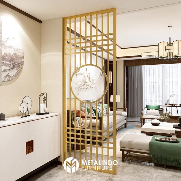 Jual sketsel pembatas ruangan MODERN, penyekat ruangan stainless gold ...