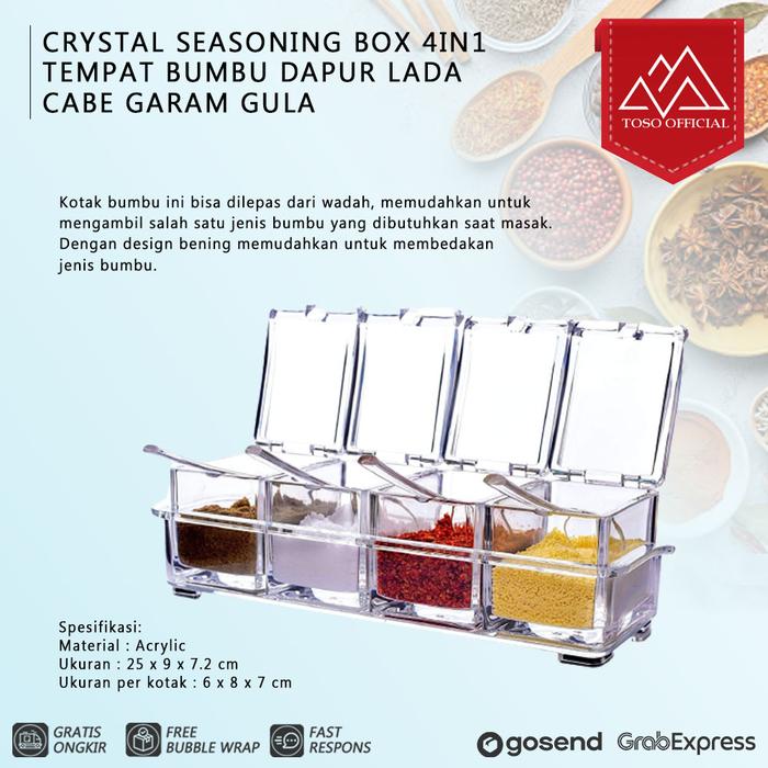 Jual CRYSTAL SEASONING BOX 4 IN 1 TEMPAT BUMBU DAPUR LADA CABE GARAM ...