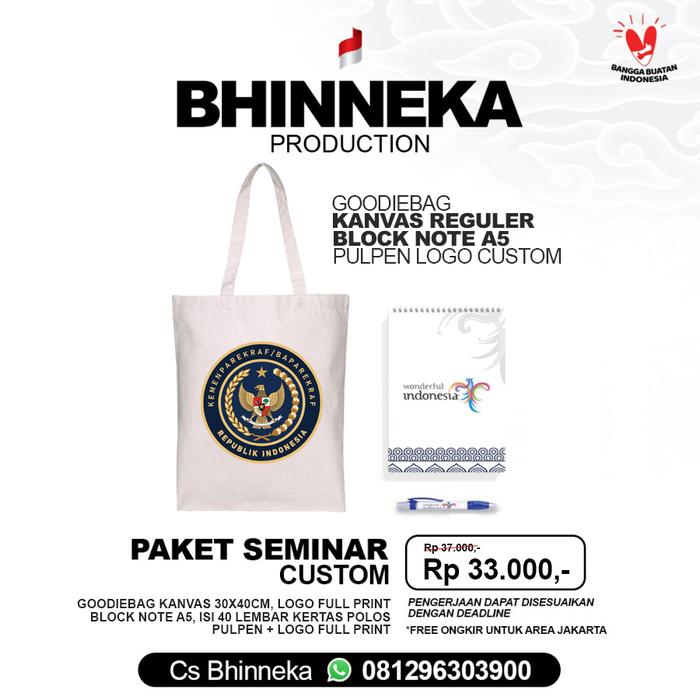 Jual Paket Seminar Kit, Goodiebag Kanvas, Blocknote, Pulpen Custom ...
