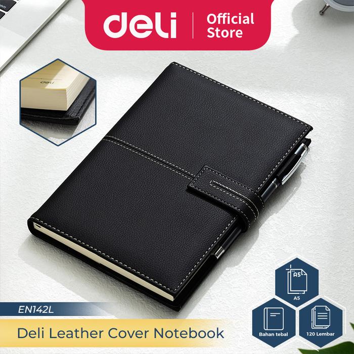 Jual Deli Leather Cover Notebook A5 12 Lembar Magnetic Lock EN142L ...