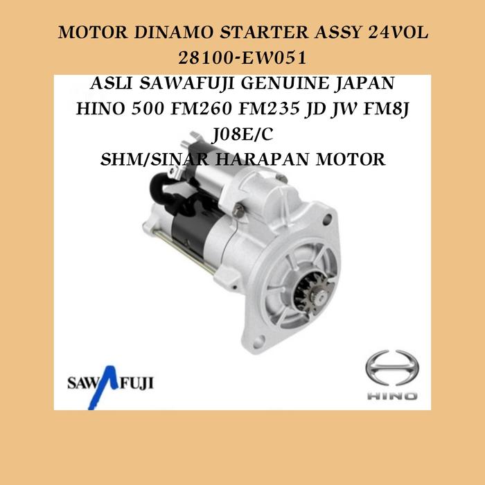 Jual MOTOR DINAMO STARTER HINO 500 FM260 FM235 JD JW 28100-EW051 ASLI ...