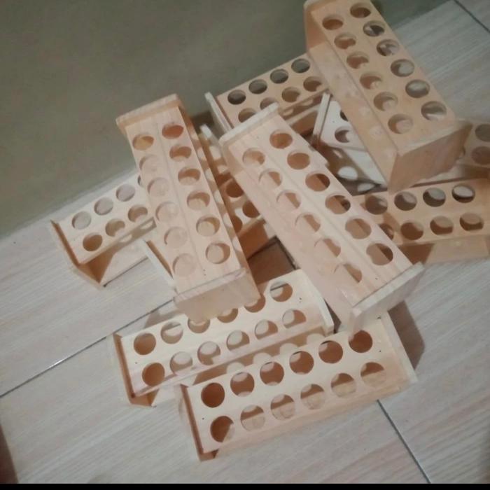 Jual Rak tabung reaksi kayu 12 lubang, Diameter 25mm - Jakarta Utara ...