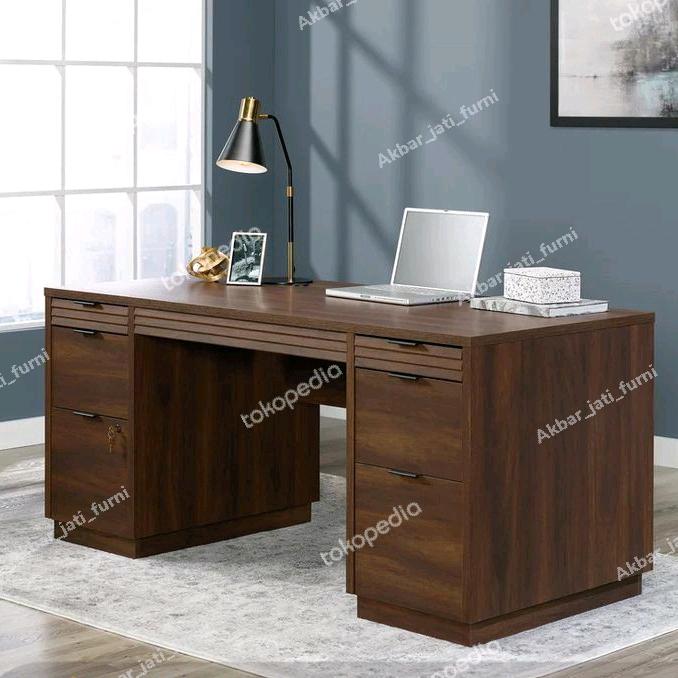 Jual Meja kantor set meja kerja minimalis kantoran kayu jati kursi ...