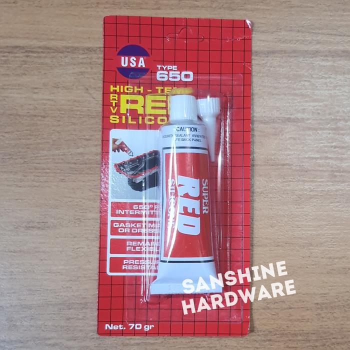 Jual LEM SILICONE RED High Temp 30gr / 70gr Lem Sealer Merah Sealant ...