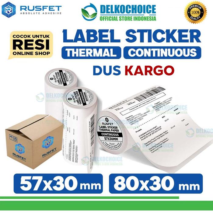 Jual Label Paper Thermal CONTINUOUS ROLL Barcode Resi RUSFET 80mm / DUS ...