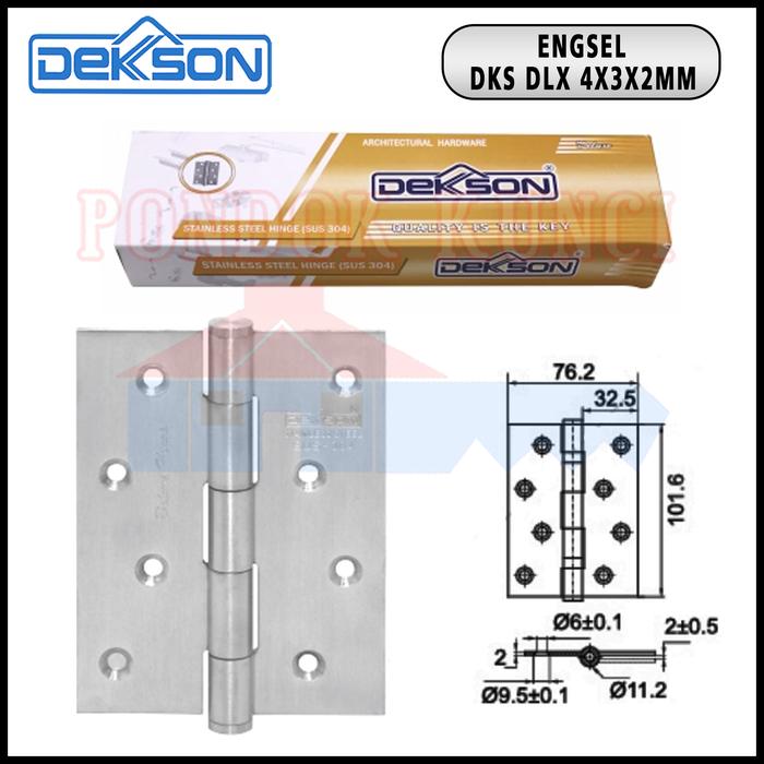 Jual Engsel Pintu 4 Inch Dekkson Deluxe 4"x3"x2mm 2BB SSS Hinge Dekson ...