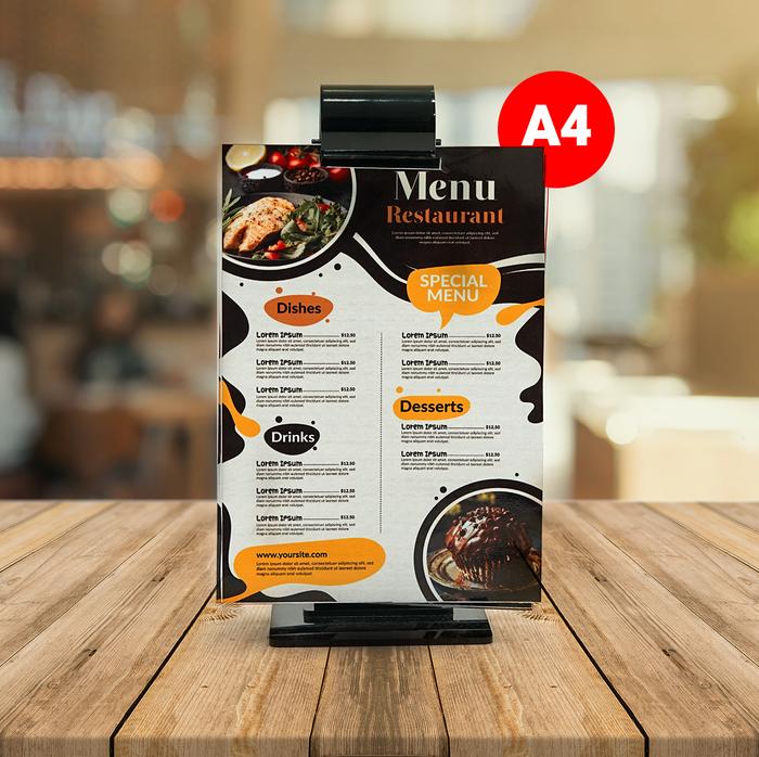 Jual Gantungan Menu Akrilik, Acrylic Menu Stand Resto, Display Menu A4 ...