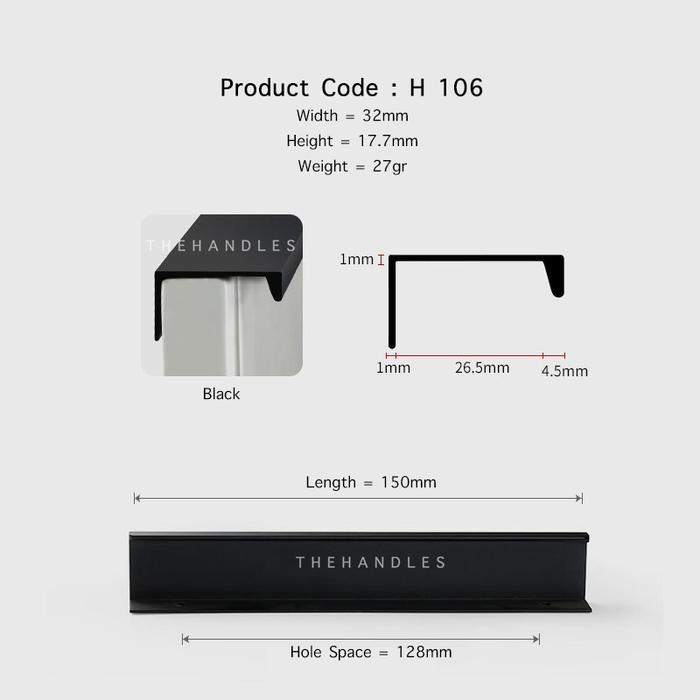 Jual [READY] H106-B NEW | Handle Hitam Black Tarikan Laci Gagang Lemari ...