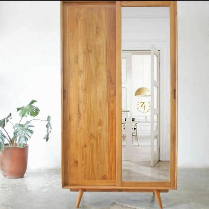 Jual almari retro pintu 2 geser jati / lemari baju jati / lemari serba ...