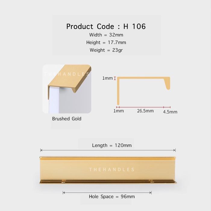 Jual [READY] H106-BG NEW | Handle Brushed Gold Tarikan Laci Gagang Lemari - 96 - Kota Tangerang ...