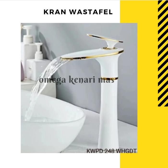 Jual KRAN WASTAFEL CUCI TANGAN MINIMALIS MODERN WHITE GOLD PUTIH EMAS ...