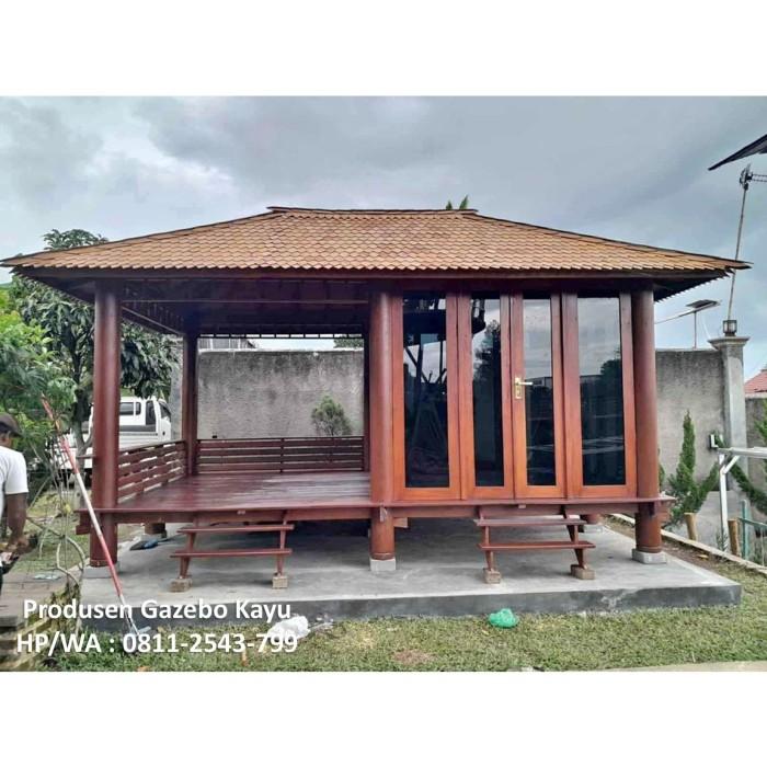 Jual Gazebo Kayu Rumah Kaca Minimalis Custom 3x5 Meter, Saung Gasebo ...