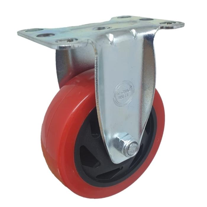 Jual Roda Pu 4 inch / Roda Trolley / Roda Troli Plat Mati Kapasitas 120 ...