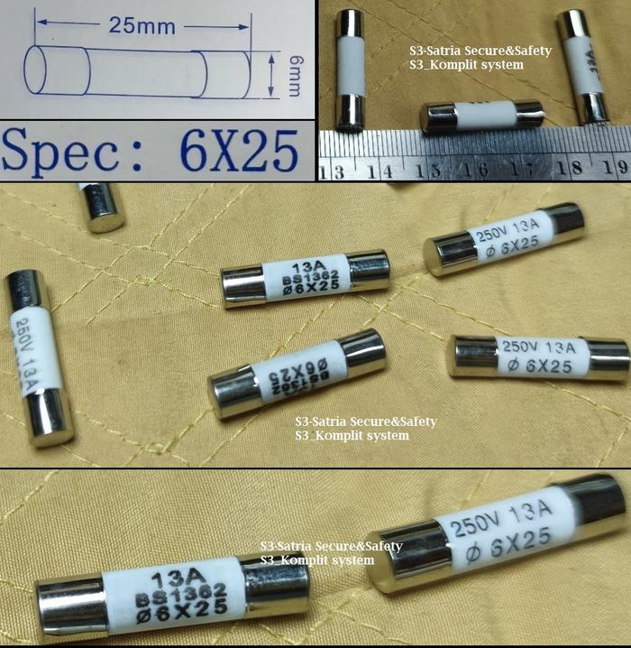 Jual Sekering AC Fuse Keramik 13A 6x25 mm sekring ceramic 250V sikring ...