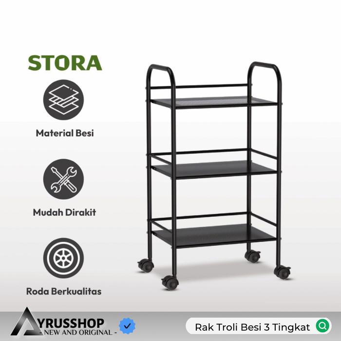 Jual Rak Troli Besi 3 Tingkat dengan Roda 40x28x74 Stora Organizer ...