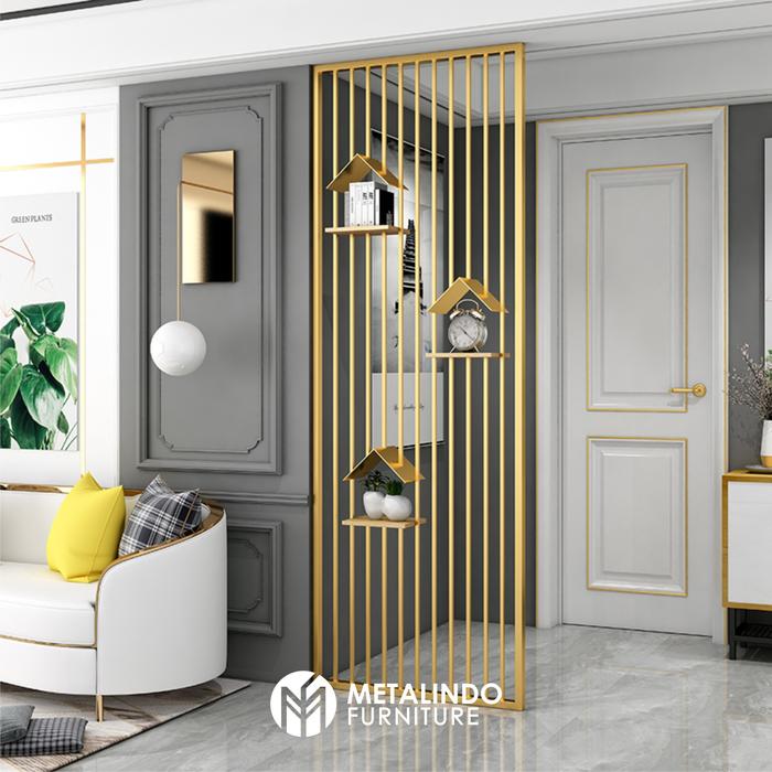 Jual penyekat ruangan minimalis modern, partisi mewah stainless gold ...