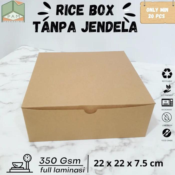 Jual PAPER RICE BOX NASI MAKANAN TAKEAWAY BAHAN KRAFT TEBAL 22 X 22 XL ...