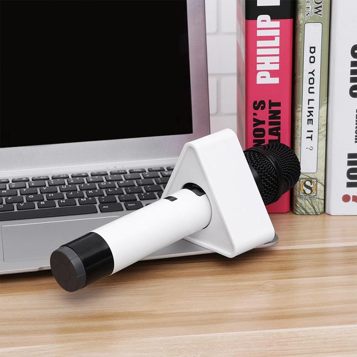 Jual Mic Holder Mikrofon Interview Triangle Dan Cube Logo Flag Station ...