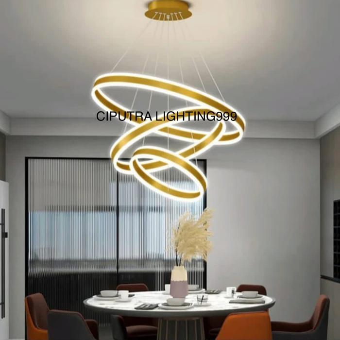 Jual LAMPU GANTUNG HIAS LED MINIMALIS 2 ARAH 3 RING RUANG TAMU SIZE 80 ...