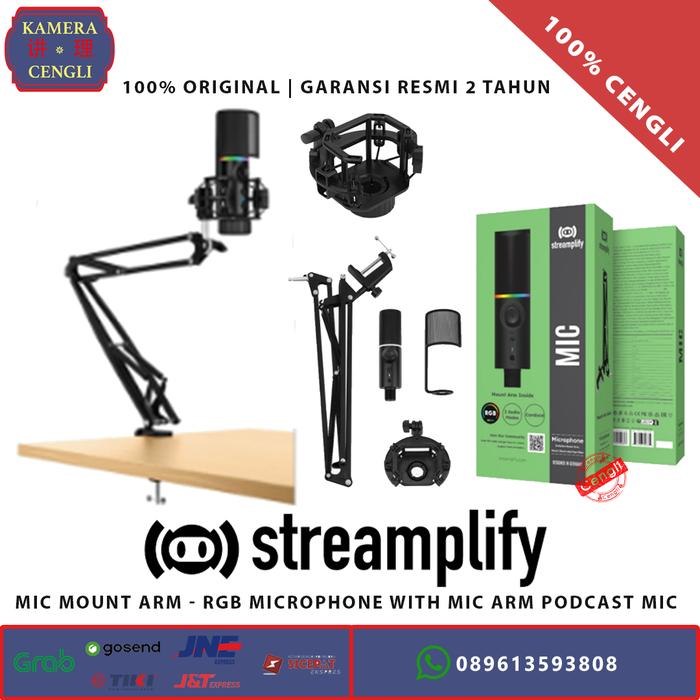 Jual STREAMPLIFY Mic Mount Arm RGB Microphone With Mic Arm Podcast Mic ...