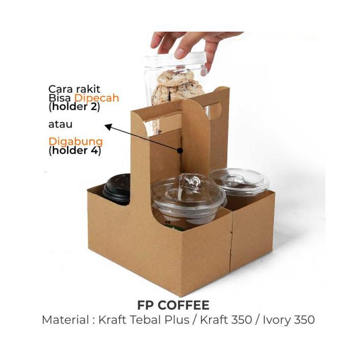 Jual kardus tenteng kopi isi 4 box cup takeaway packaging botol ukuran ...