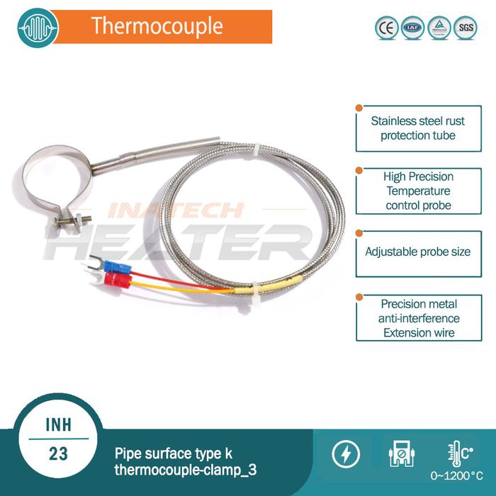 Jual Pipe Surface Type K Thermocouple Clamp Temperature Sensor - Kota ...