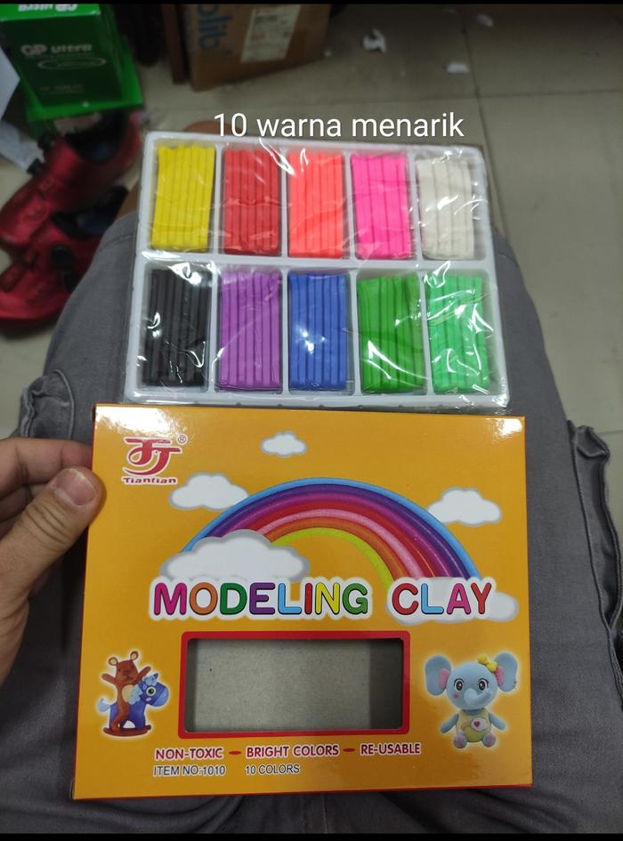 Jual modeling clay tiantian isi 10 warna besar lyra killer plastisin ...