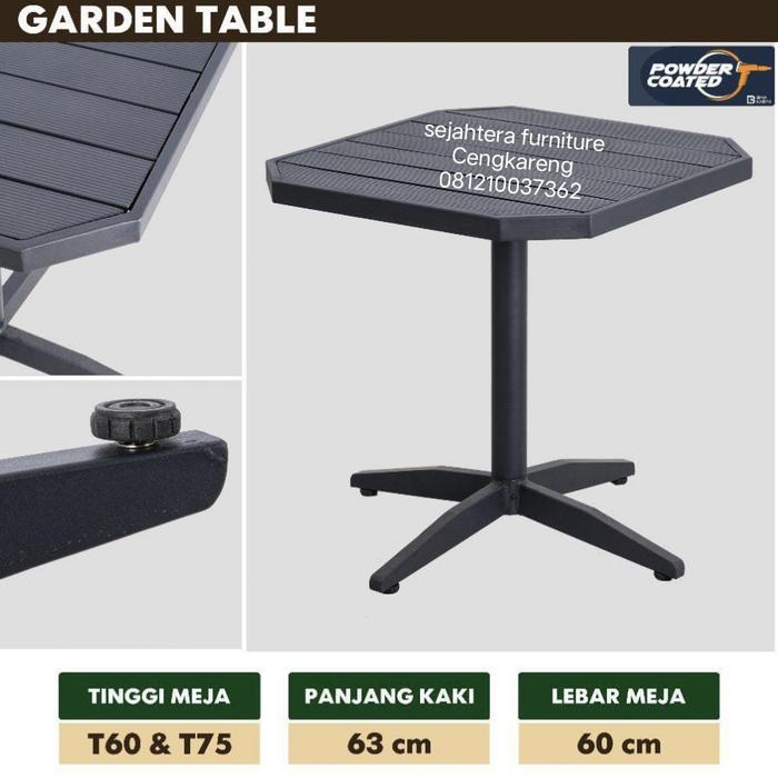 Jual meja taman outdoor top aluminium kaki besi meja teras meja cafe ...